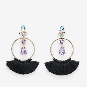 Express | Jewelry | Stone Tassel Hoop Earrings | Poshmark